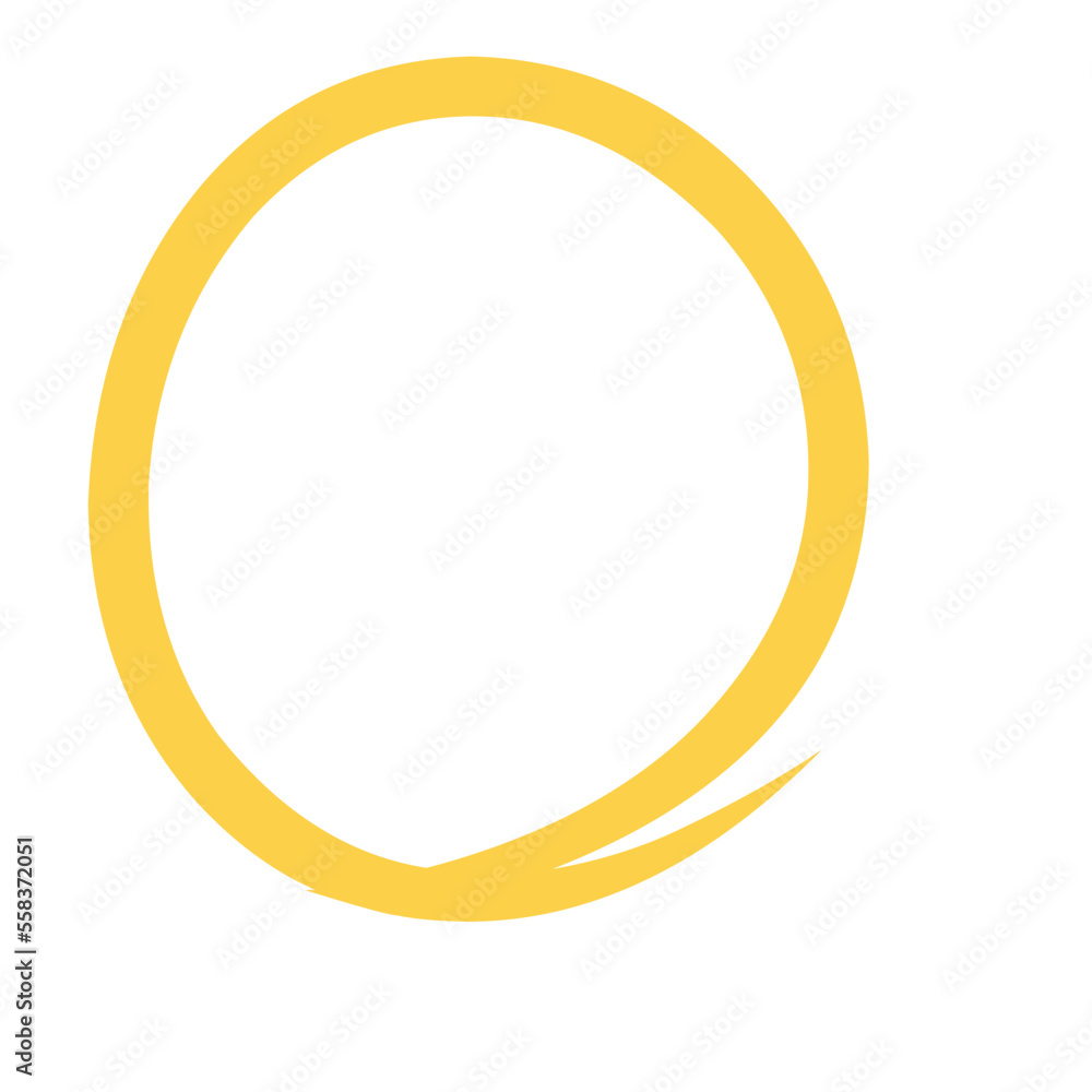 yellow circle pen draw. Highlight hand drawn circle isolated on white ...