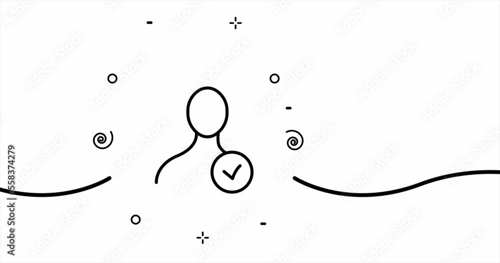 Man with tick button. Tick, checkmark, cross. Payment successful ...