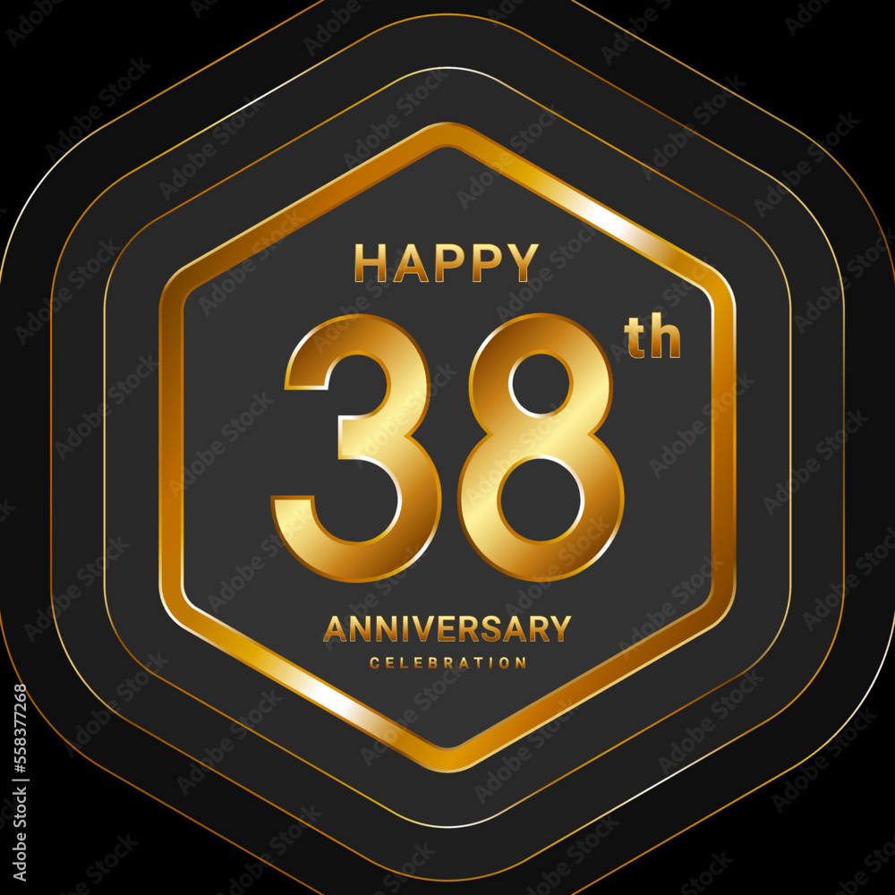38th Anniversary. Golden Anniversary Logo Design With Hexagon Style For ...