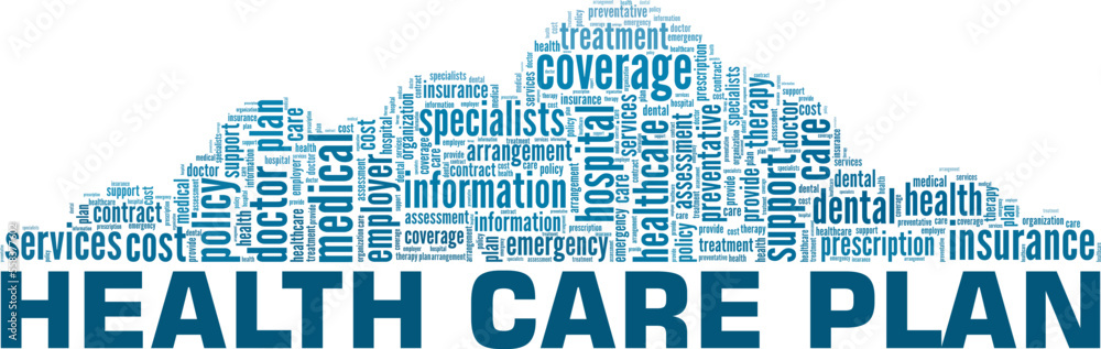 Health Care Plan word cloud conceptual design isolated on white ...