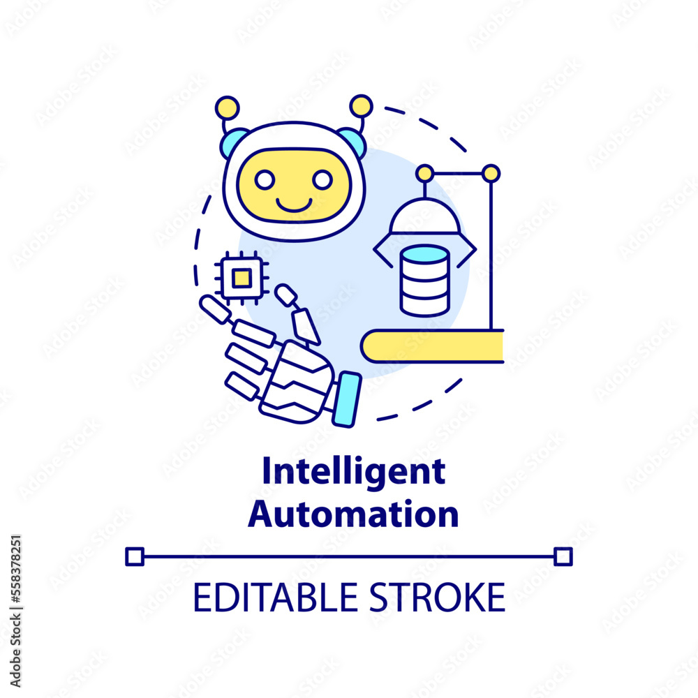 Intelligent automation concept icon. Digital robotic technologies. AI ...