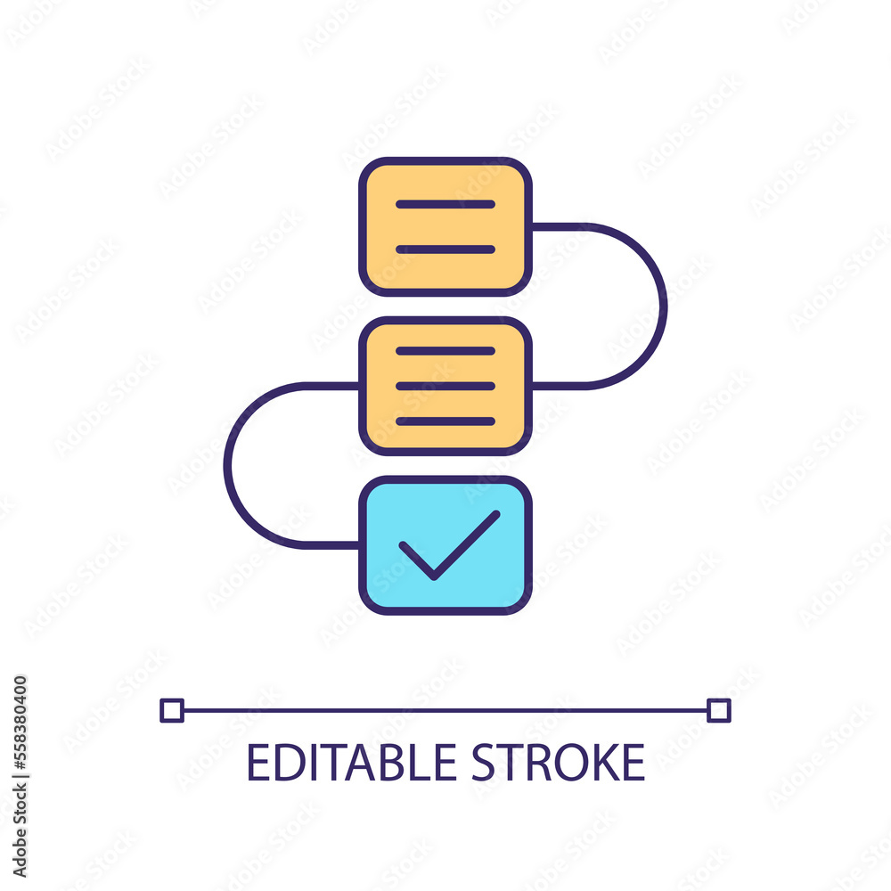 Motion through project milestones RGB color icon. Completion of ...