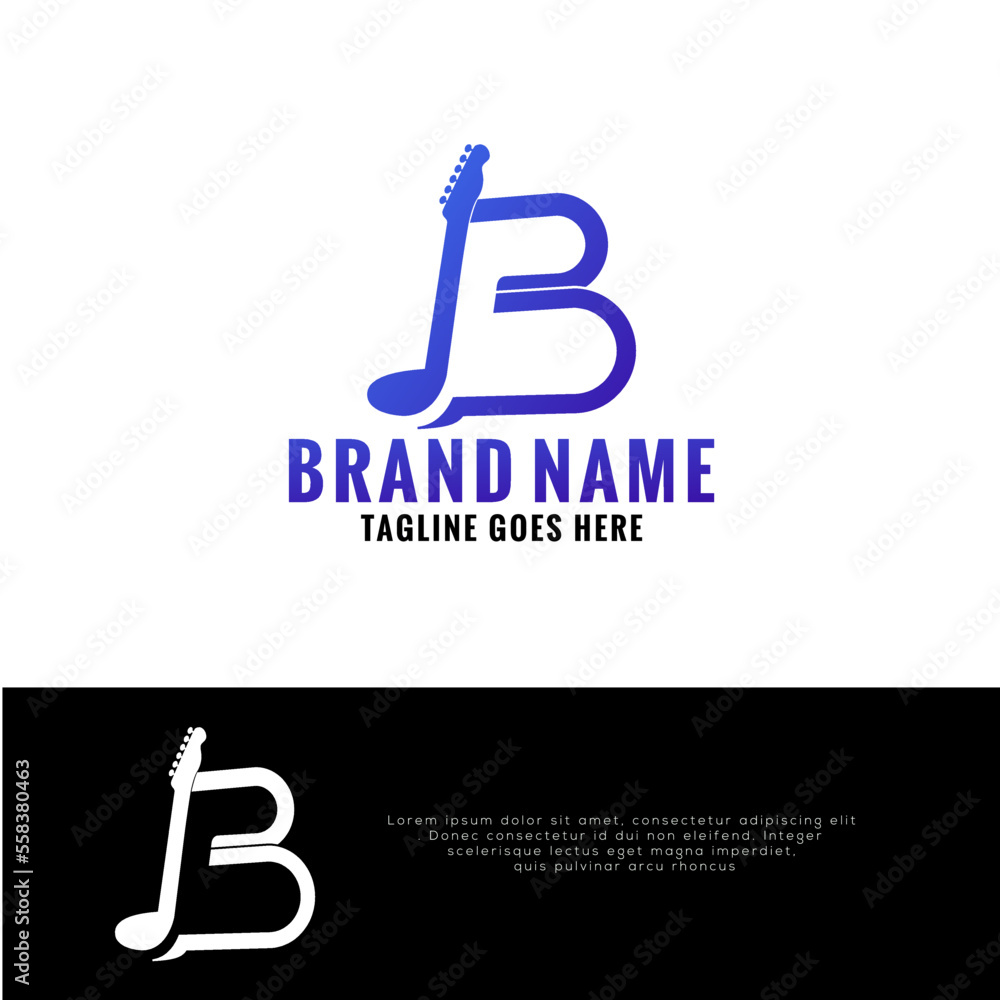 piano and guitar logo in the form of letter B - vector illustration. B ...