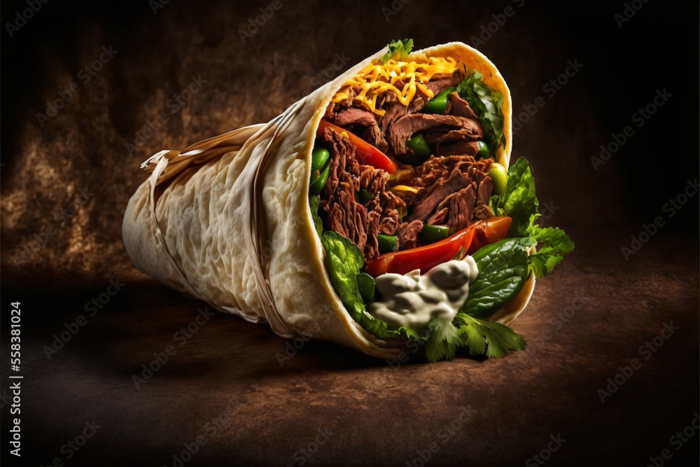 Durum Kebab at a local street food stall, generative ai Stock ...