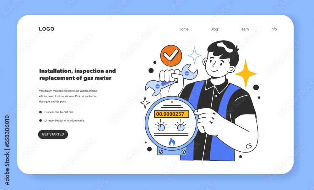 Installation, inspection and replacement of gas meter web banner Stock ...