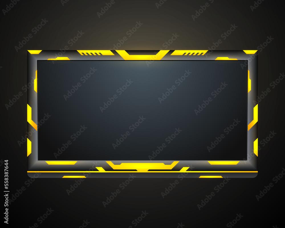 Abstract yellow and metal live stream overlay webcam screen interface ...