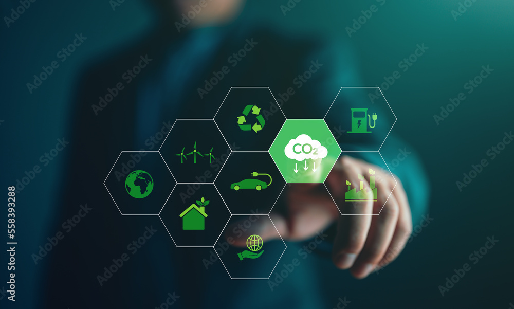 concept of Reduce greenhouse gas emission for climate change and ...