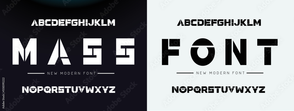 Mass Sports minimal tech font letter set. Luxury vector typeface for ...