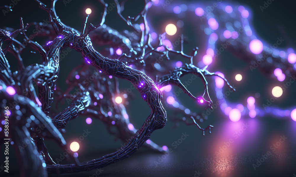 Glowing Neural Links Network Background Illustration Representing Artificial Intelligence