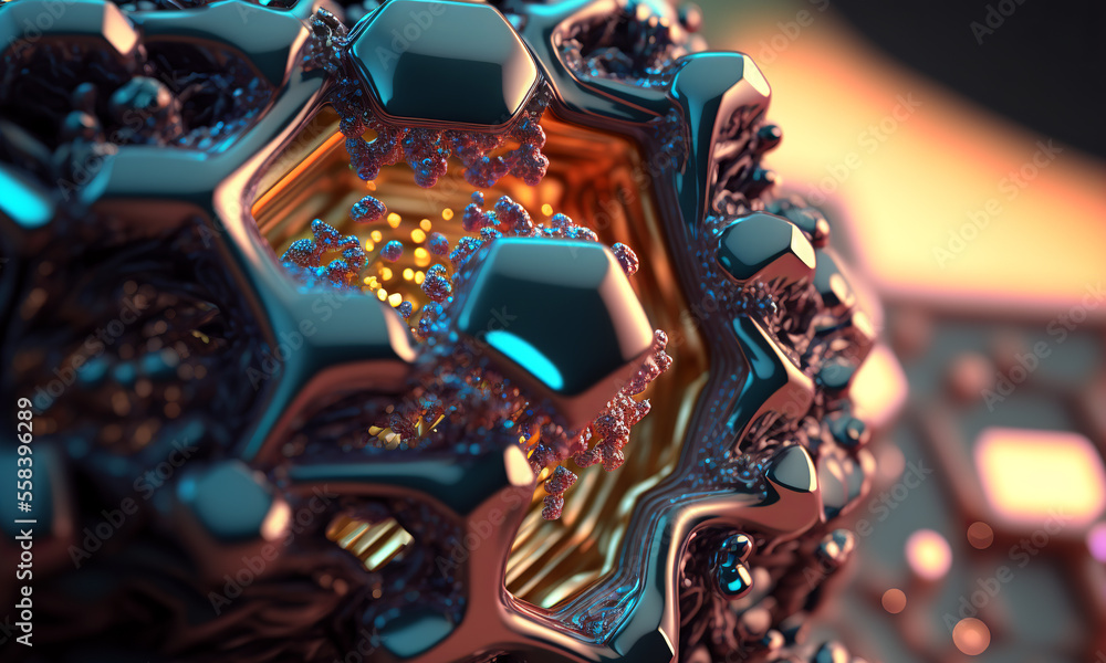 Microscopik view of a nanorobot. Futuristic concept of nanoid robotics ...