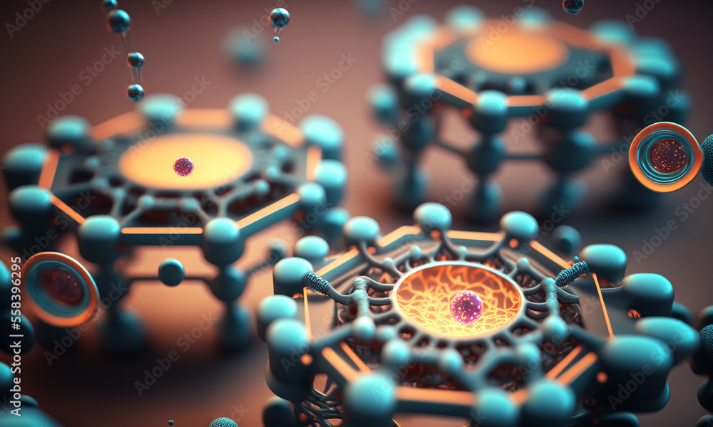 Microscopik view of a nanorobot. Futuristic concept of nanoid robotics ...