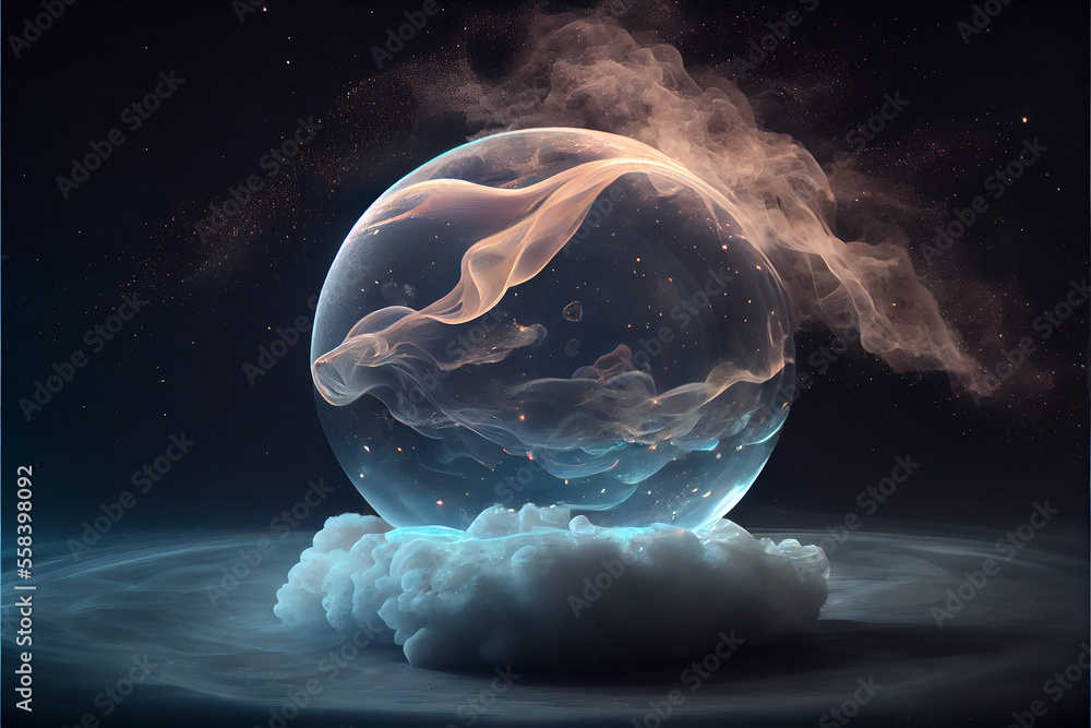 Stardust floating in a sphere of water ai art Stock Illustration ...