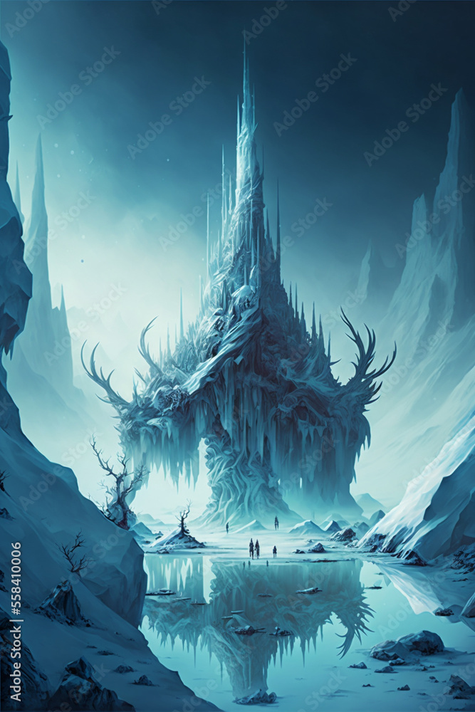 Frosty, snow-covered tundra of the Frostlands. The stark, white ...