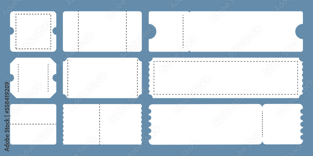 Set of blank ticket template. Vector illustration Stock Vector | Adobe ...