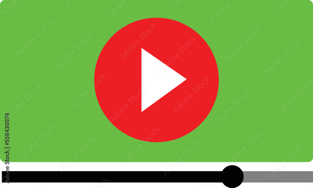 Multimedia video player shape with a hand cursor pressing a play button ...