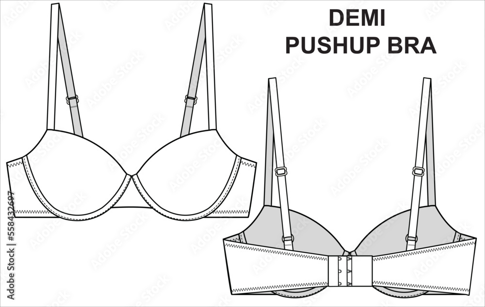 TECHNICAL SKETCH OF DEMI PUSHUP PADDED BRA IN VECTOR FILE Stock Vector ...