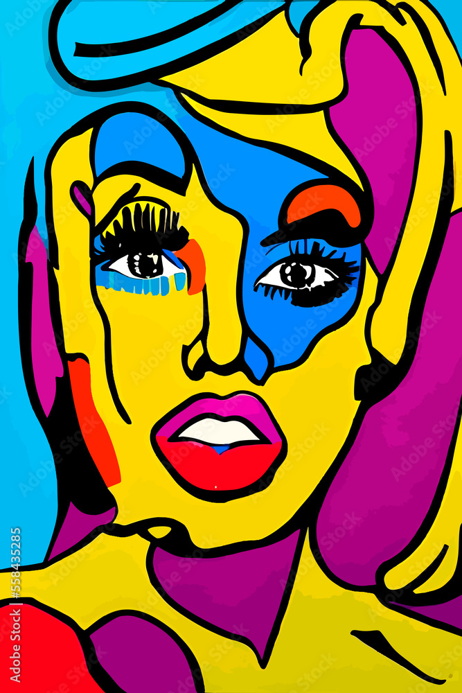 imaginative and fictional face of a woman, as fanciful and invented ...