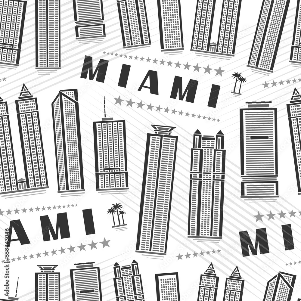 Vecteur Stock Vector Miami Seamless Pattern, square repeating ...