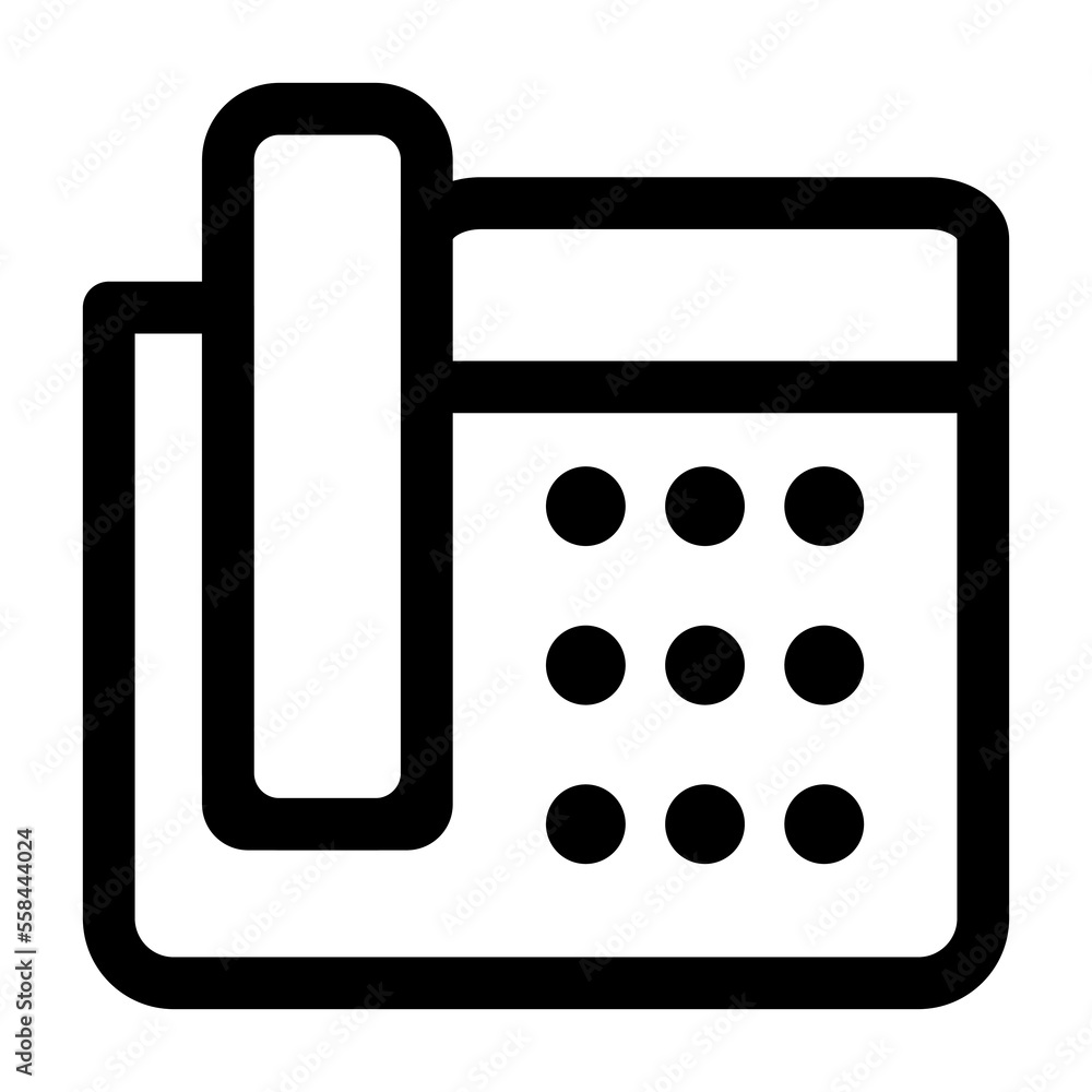 Fax icon line isolated on white background. Black flat thin icon on ...