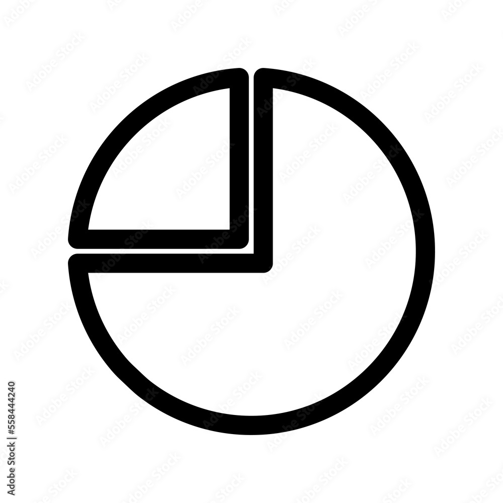 Pie chart icon line isolated on white background. Black flat thin icon on modern outline style ...
