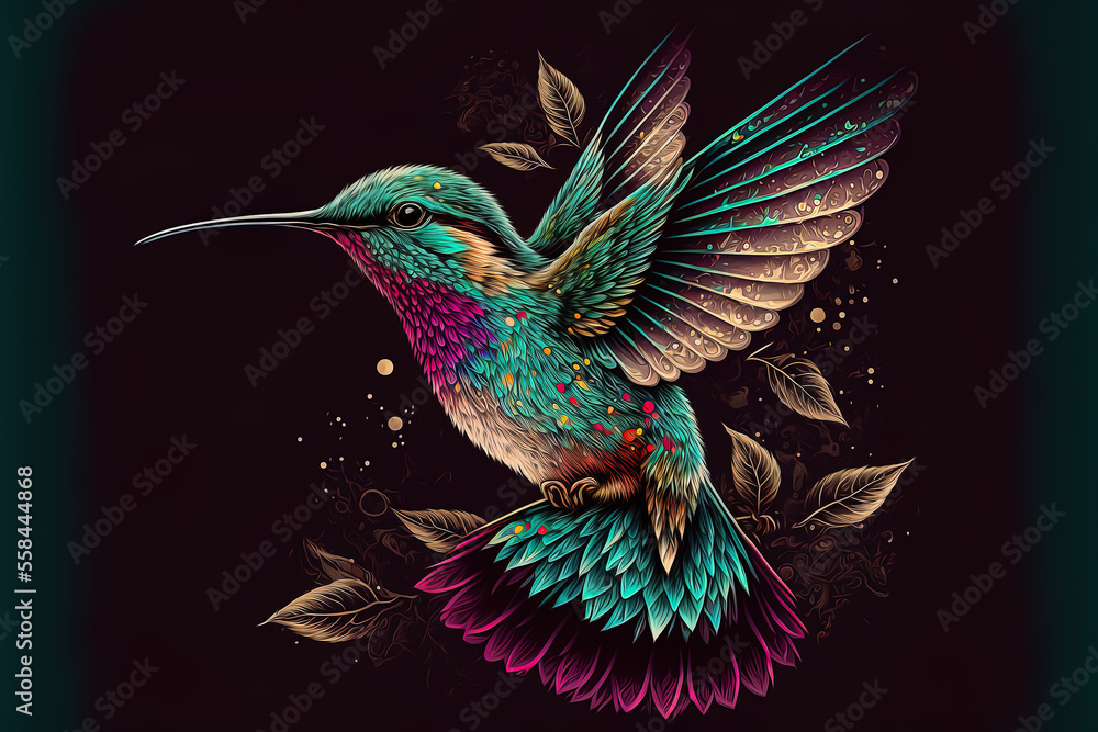 Cute hummingbird illustration Stock Illustration | Adobe Stock