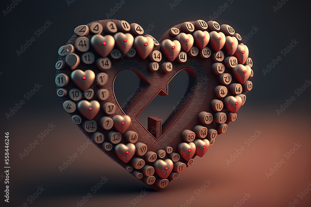 heart shaped object with many hearts on it, a 3D render Stock ...