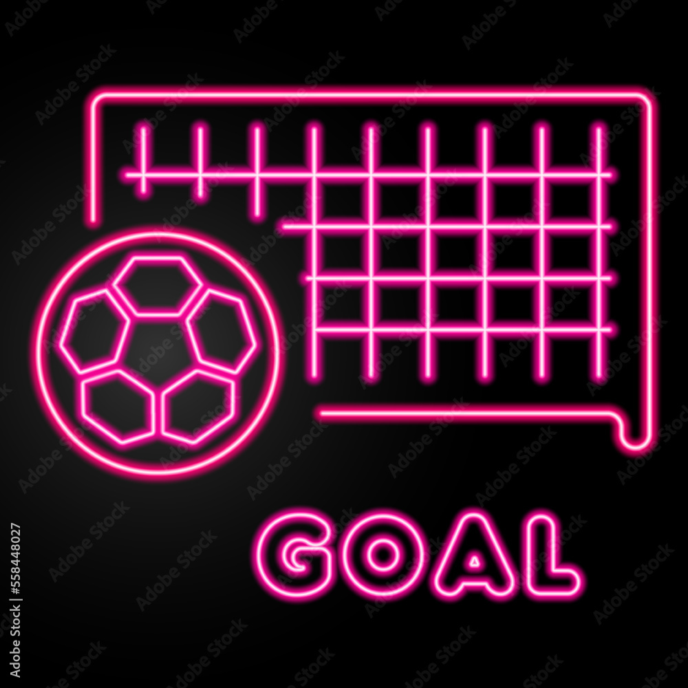 football goal neon sign, modern glowing banner design, colorful modern ...