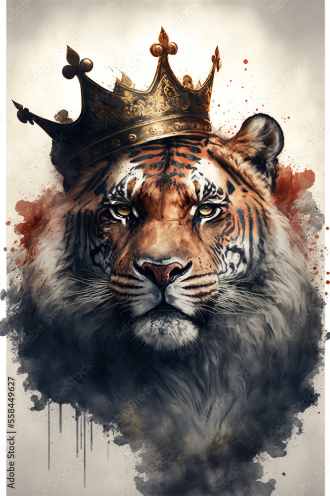 Tiger wearing crown. King of the jungle tiger wearing crown portrait ...