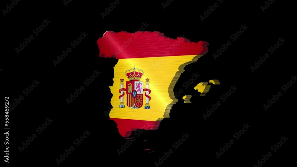 Lgbt flag. 3d animation of the Spain map rotating,isolated by the alpha ...