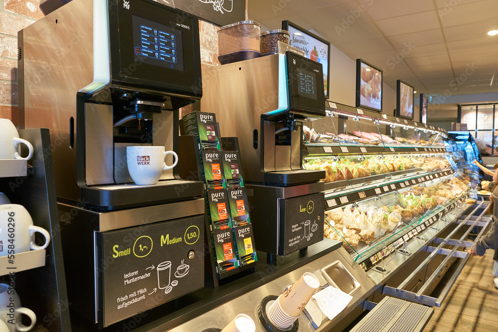 COLOGNE, GERMANY - CIRCA SEPTEMBER, 2018: WMF 5000 S coffee machine as ...