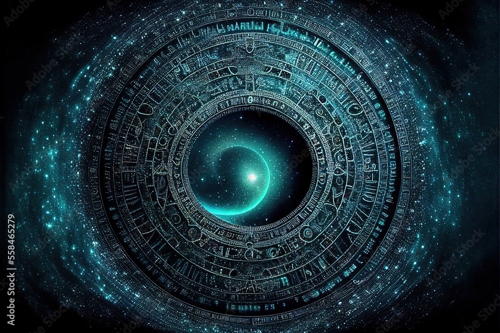 Abstract ring universe background. The energy flow tunnel. Abstract god ...