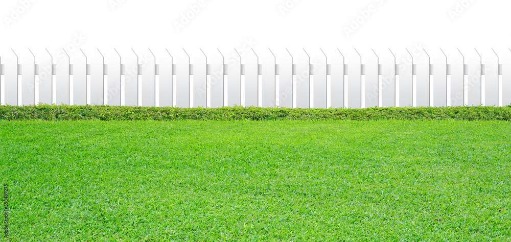White fence and green grass on transparent background. PNG file. Stock ...