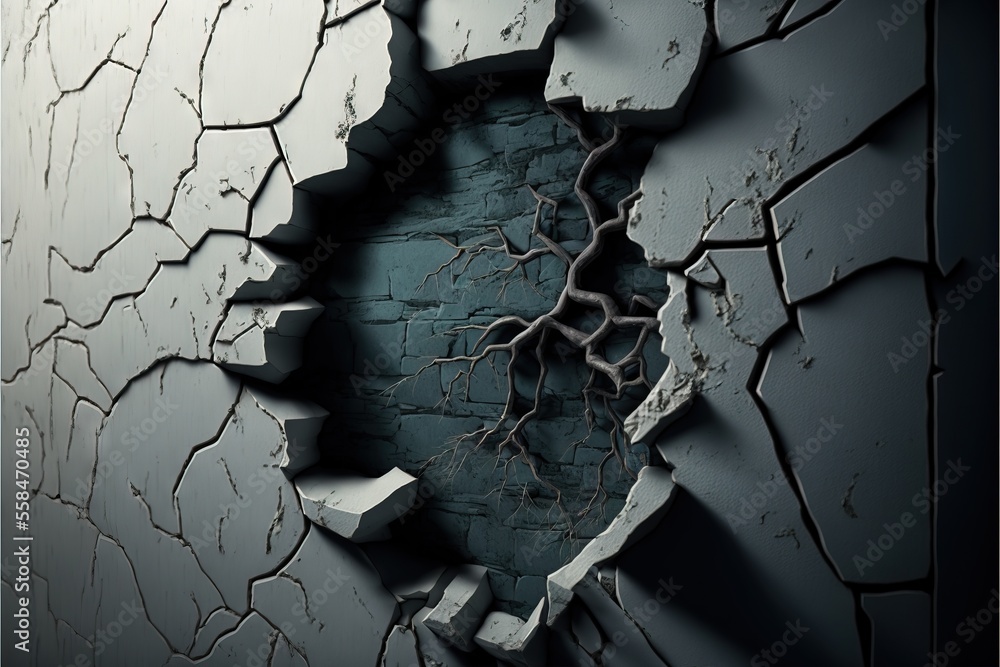 Cracked Wall With A Hole