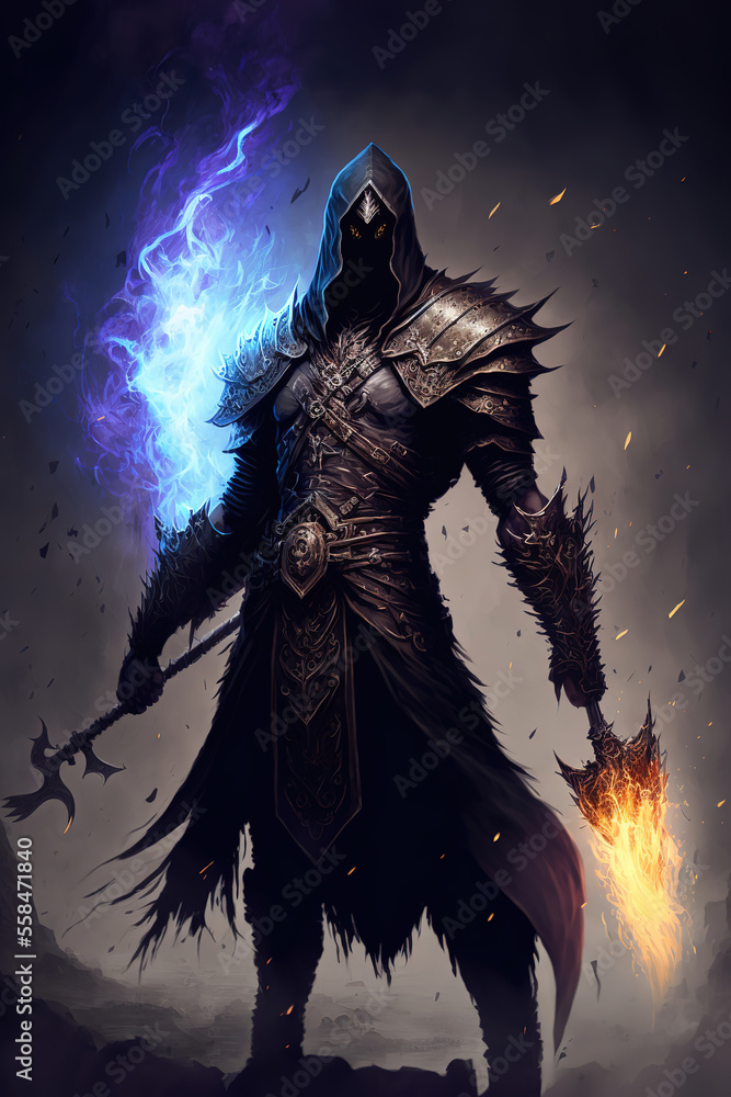 Magic warrior, dark fantasy, full body concept, game character, art ...