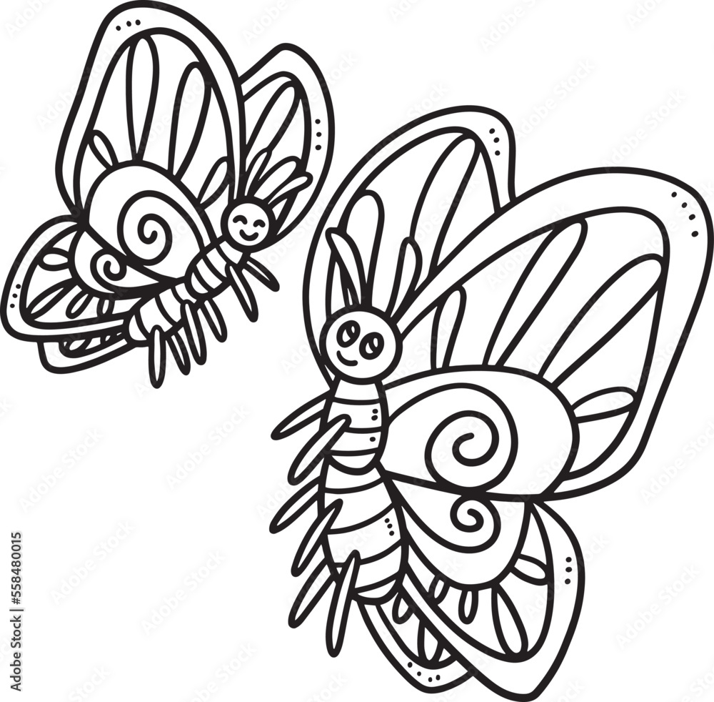 Baby Butterfly Isolated Coloring Page for Kids Stock Vector | Adobe Stock