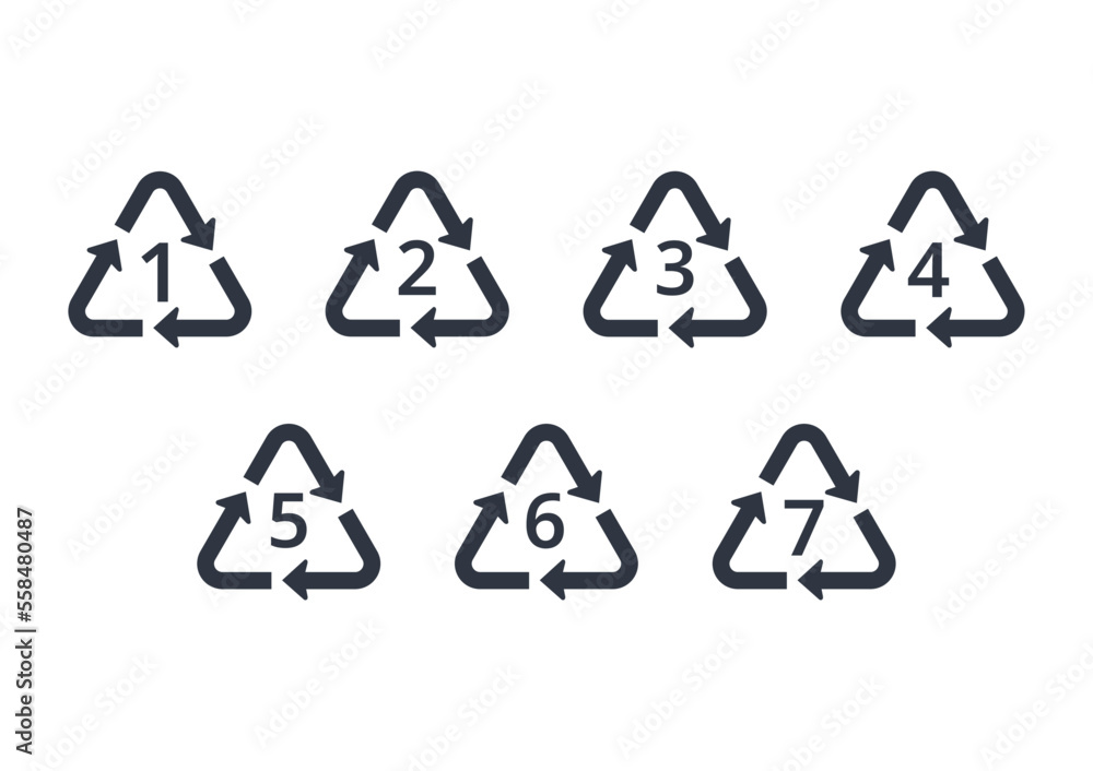 Monochromatic set of recycling symbols. Stock Vector | Adobe Stock