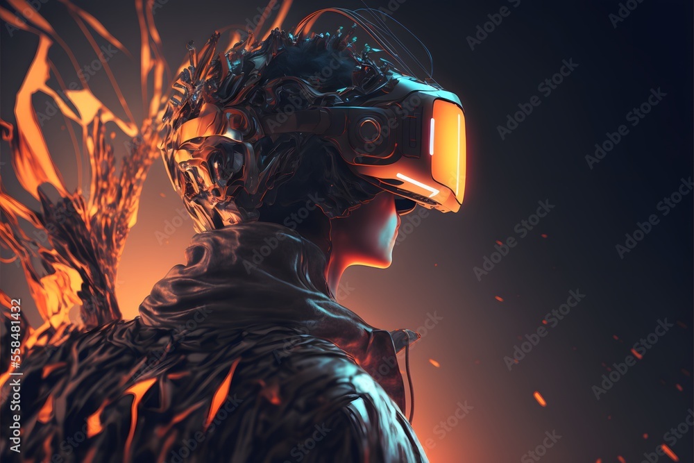 Person in the Metaverse concept. Generative AI Stock Illustration ...