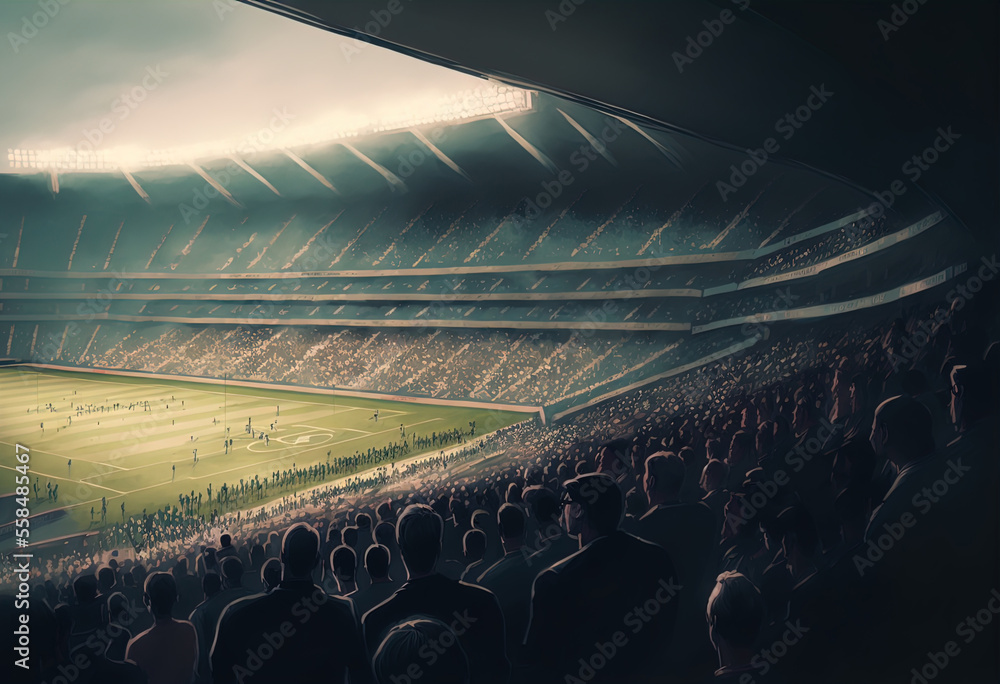 Sports stadium with a huge crowd of fans. Stock Illustration | Adobe Stock
