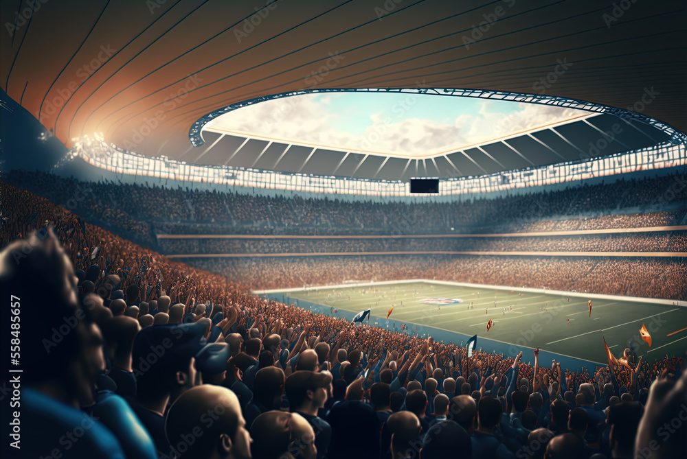 Sports stadium with a huge crowd of fans. Stock Illustration | Adobe Stock
