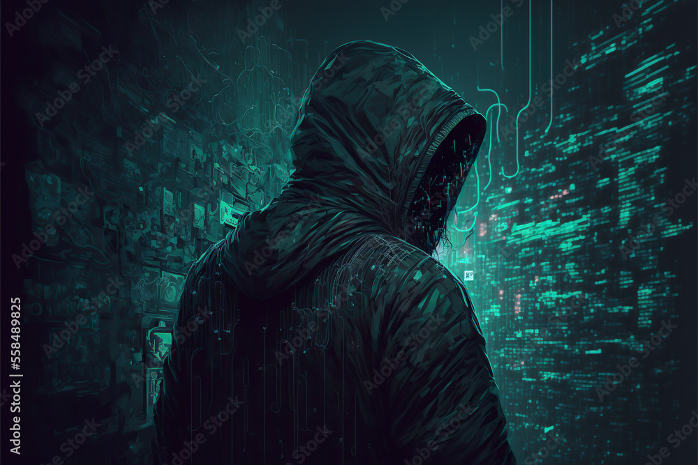 wallpaper portrait character hacker, hooded man, technology, sci Stock ...