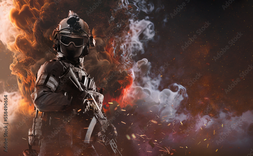 swat team soldier in fog scene background battlefield action ai ...