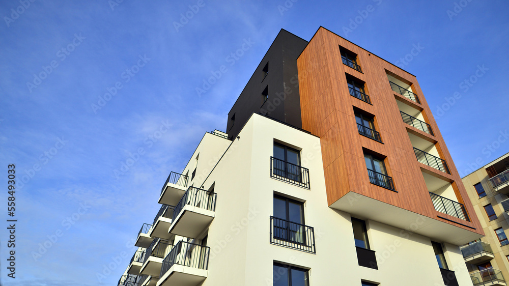 Apartments in residential complex. Housing structure at modern house ...