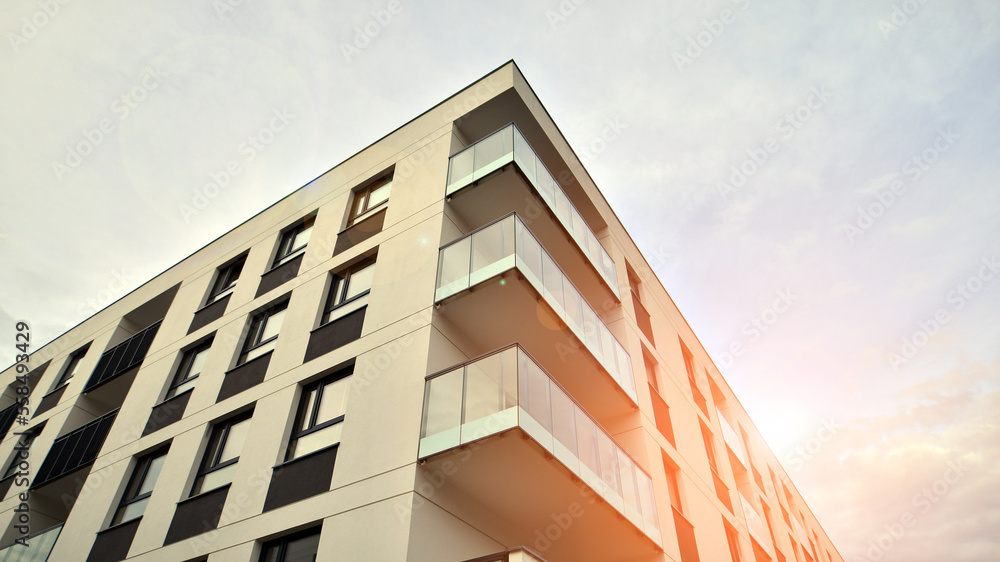Apartments in residential complex. Housing structure at modern house ...