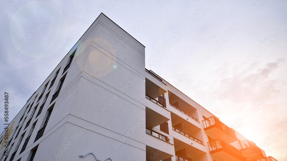 Apartments in residential complex. Housing structure at modern house ...
