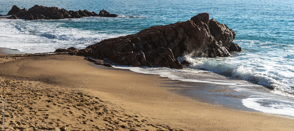 Foamy Sea Waves, Storm on Rocky Beach Texture Background, Blue Ocean ...
