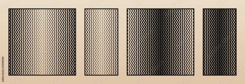 Laser cut panels set. Vector abstract geo patterns with halftone ...