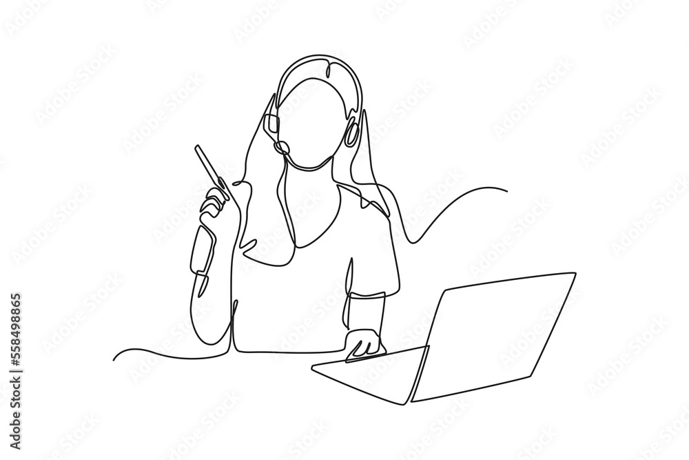 Continuous one line drawing Customer service is constantly interacting ...