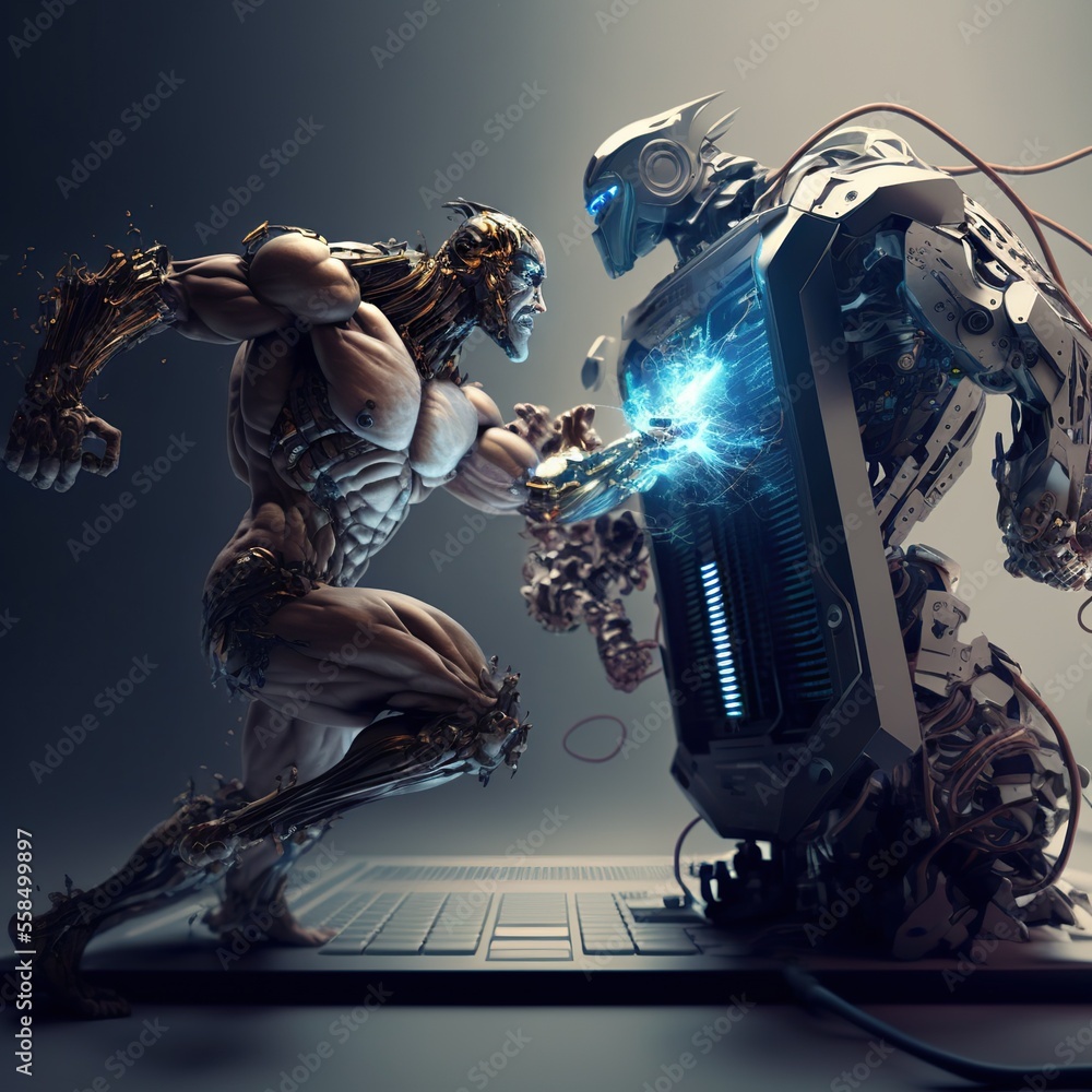 Gpu and cpu fighting each other, concept of competing technologies ...