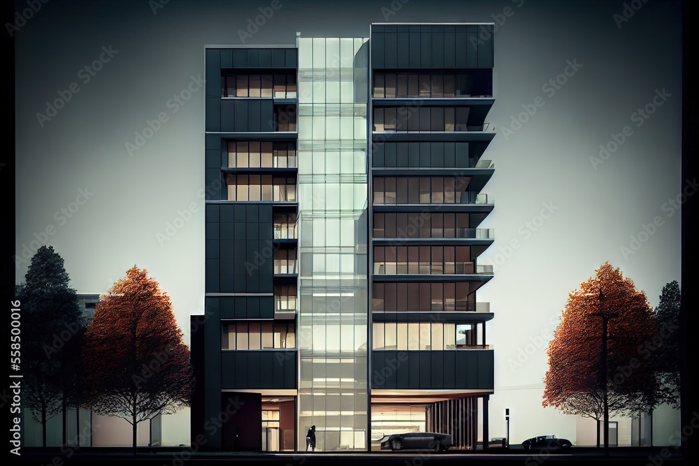 Contemporary apartment building modern architecture. AI generated art ...