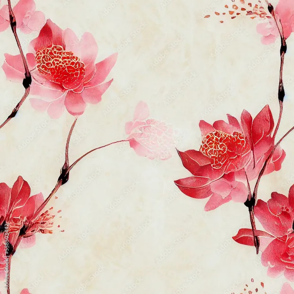 Wispy Traditional Spring Cherry Blossom Design/Background on ...
